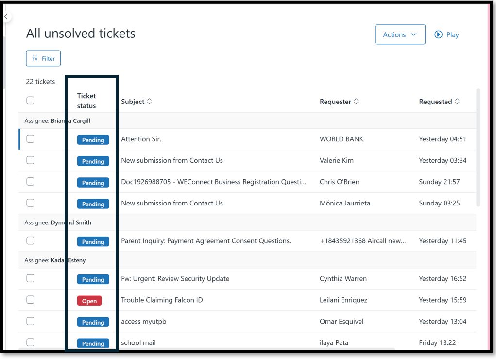 Handling All Unsolved Tickets (Agent) – iTOD